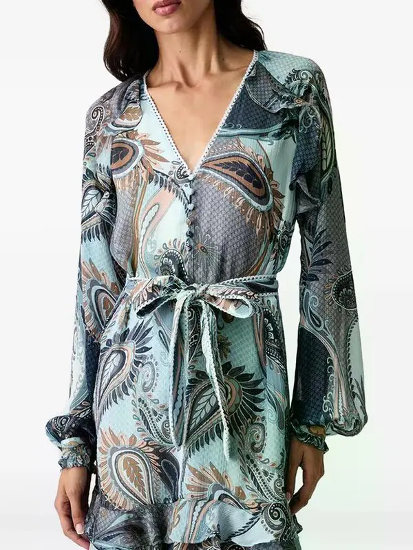 Guess Paisley-print Ruffled Mini Dress