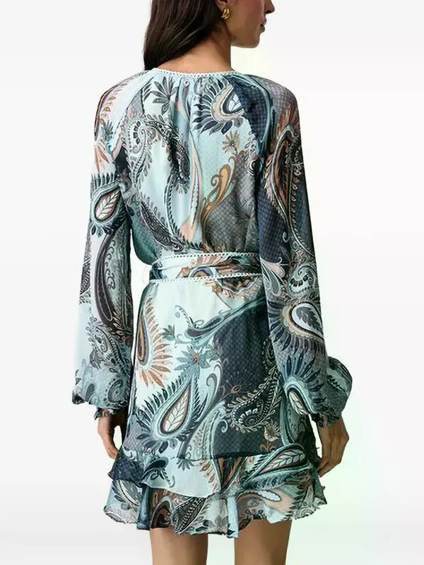 Guess Paisley-print Ruffled Mini Dress