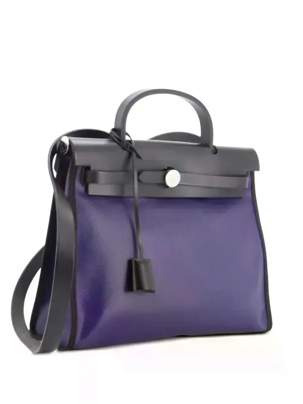 Hermès Herbag Zip Berline Vache Canvas And Leather 31 Shoulder Bag - Black