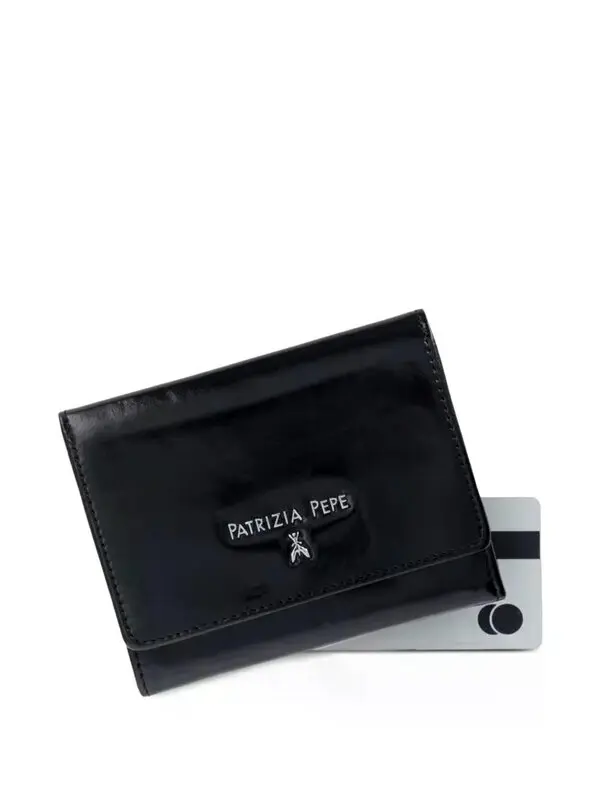 Patrizia Pepe Logo-plaque Patent-leather Wallet - Black
