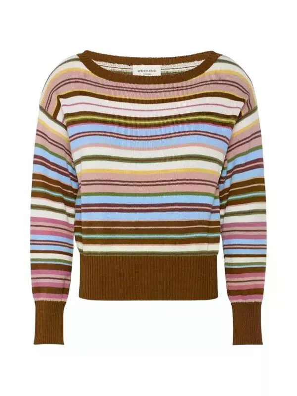 Max Mara Boat-neck Striped Sweater - Brown