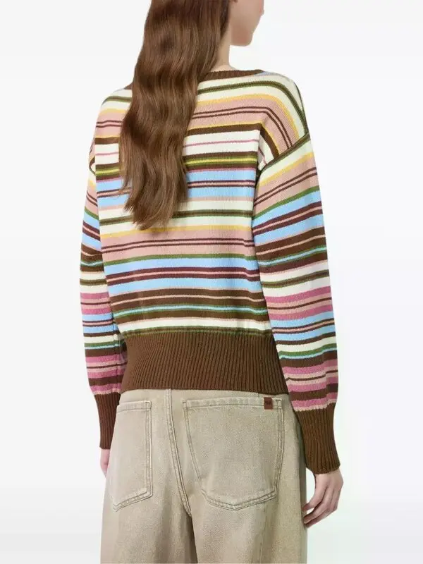 Max Mara Boat-neck Striped Sweater - Brown