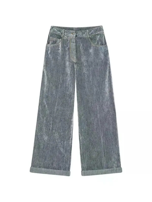 FORTE_FORTE Velvet-finish Wide-leg Jeans - Grey
