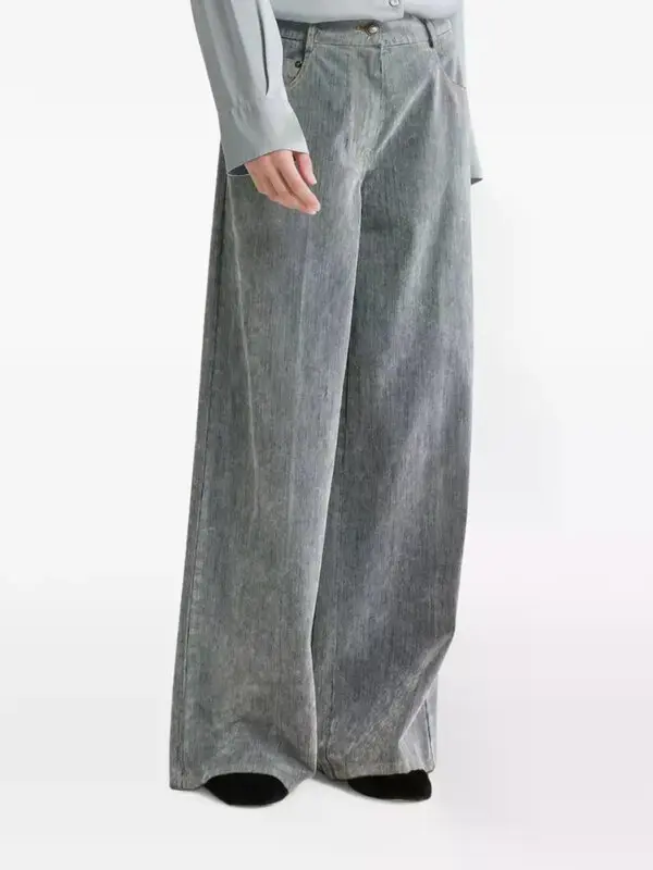 FORTE_FORTE Velvet-finish Wide-leg Jeans - Grey