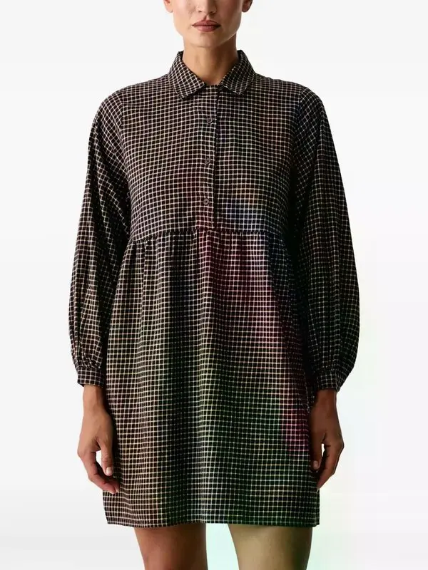 Marc O'polo Check-print Smocked Mini Dress - Brown