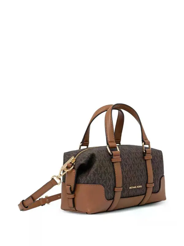 Michael Kors Monogram-print Logo-plaque Shoulder Bag - Brown