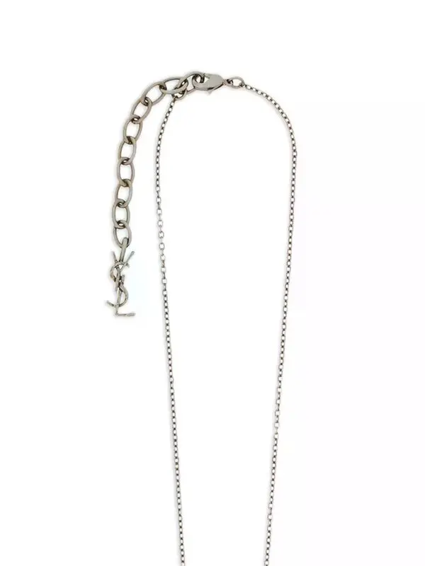 Saint Laurent Crystal-embellished Heart-pendant Necklace - Silver