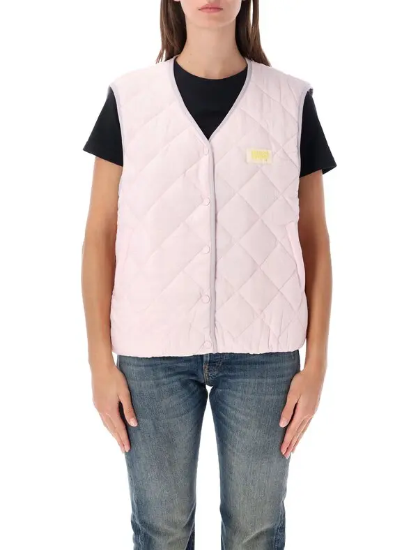 American Vintage Quilted Snap-front Vest - Rosa