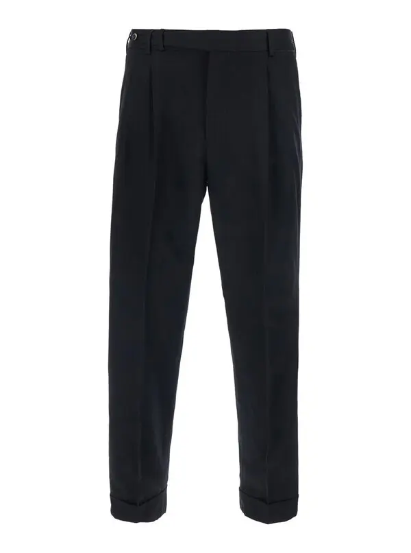 PT TORINO Tech Fabric Straight-leg Pants With Front Pleats And Belt Loops - Black