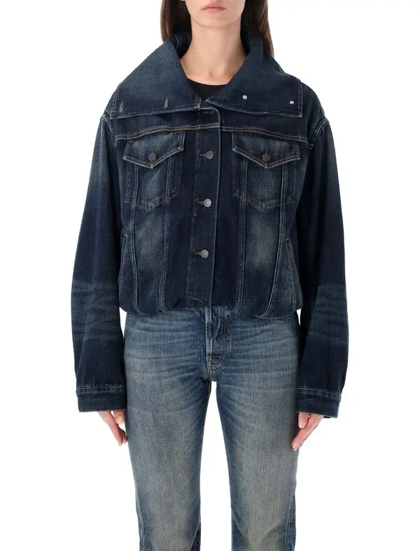 Acne Studios Oversized Collar Denim Jacket - Blu