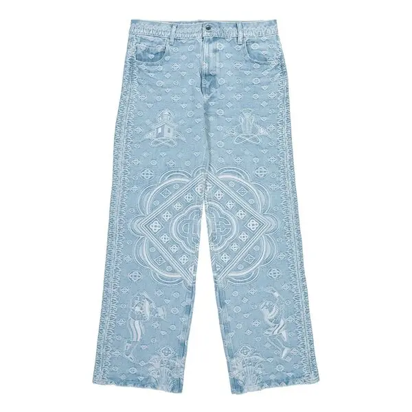 Casablanca Carpet Jacquard Baggy Denim Jeans - Lightblue