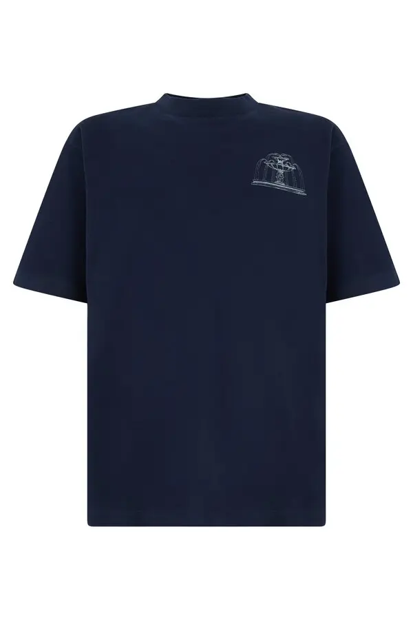Drole De Monsieur Short-sleeve Graphic T-shirt With Logo Patch Detail - Blue