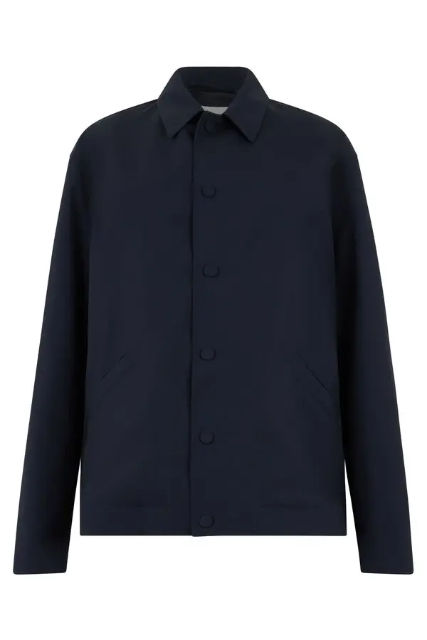 VALSTAR Button Wool Jacket With Shirt Collar - Blue