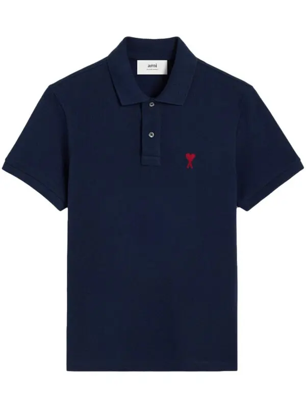 AMI Paris Polo Shirt With Red De Coeur Emblem