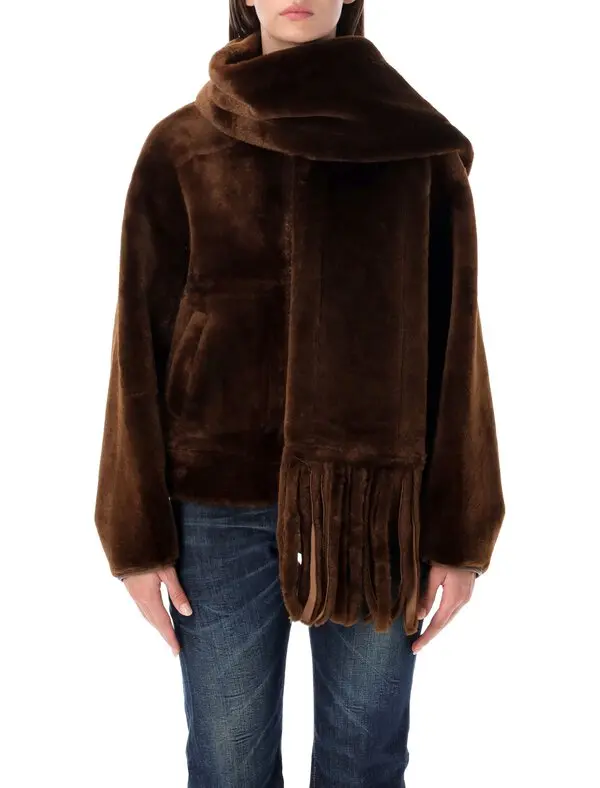URBANCODE Faux Fur Scarf-detail Jacket