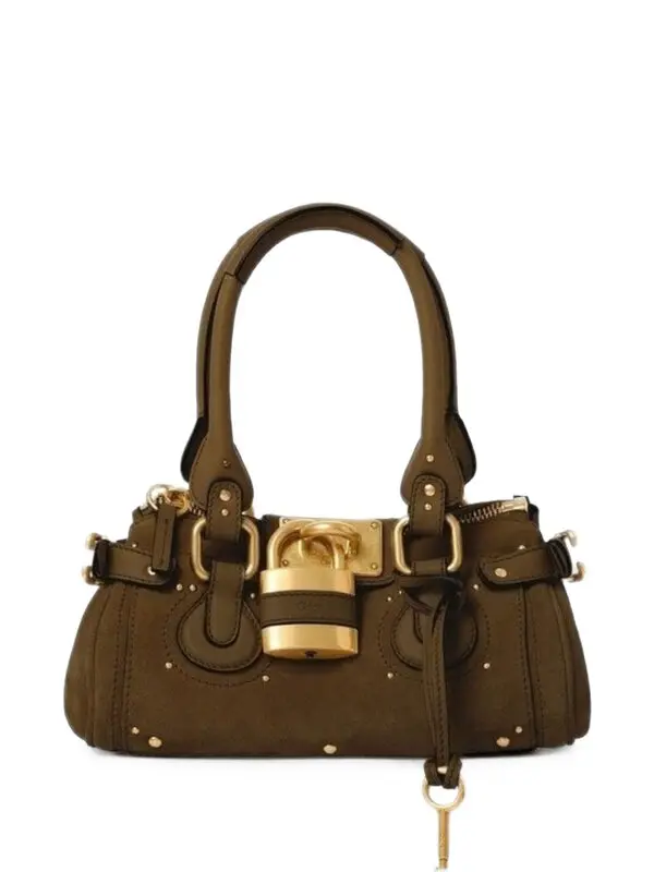 Chloé Padlock Top Handle Shoulder Bag - Deepkhaki