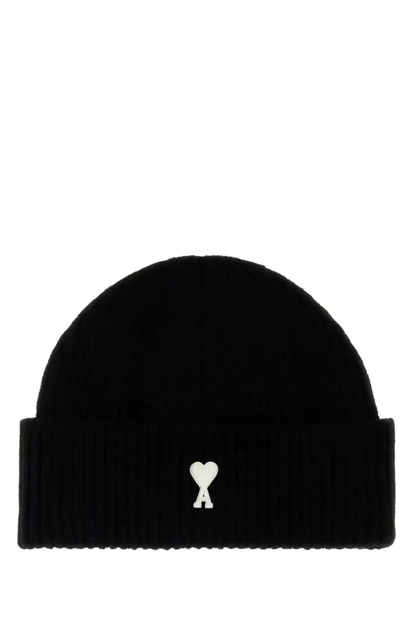 AMI Paris Virgin Wool Beanie Hat For