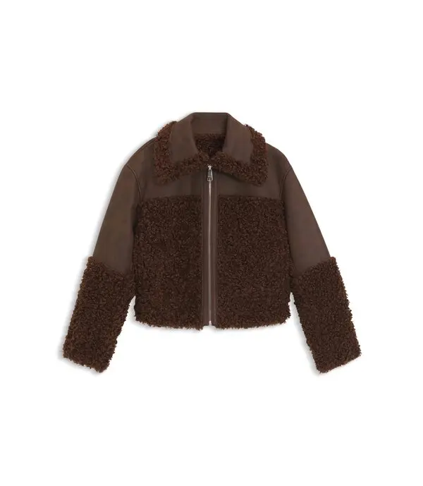 BOSS Reversible Jacket In Faux Shearling And Faux Leather - Brown