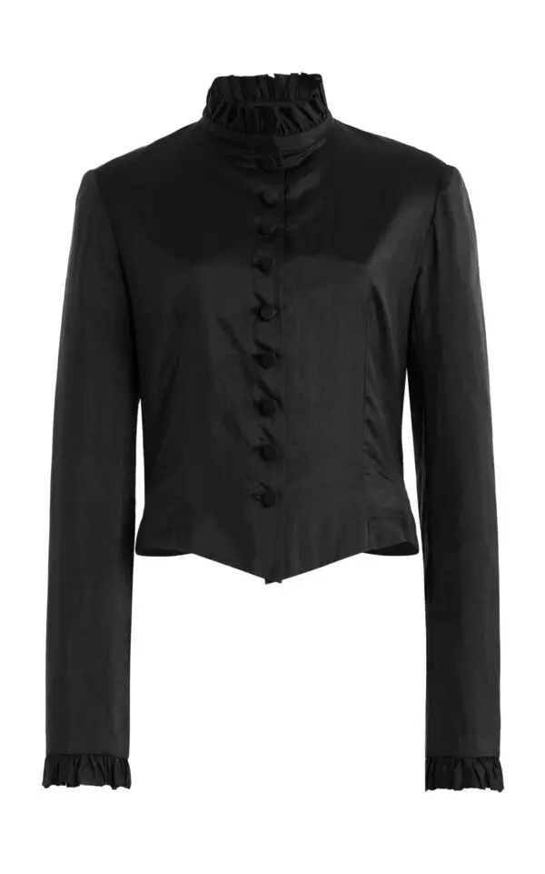 COLLEEN ALLEN Button Bodice Silk Taffeta Jacket - Black