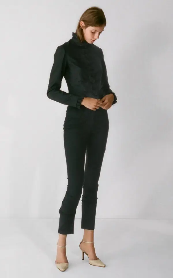 COLLEEN ALLEN Button Bodice Silk Taffeta Jacket - Black