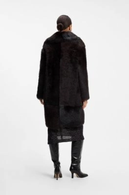 BOSS Regular-fit Shearling Coat With Adjustable Magnetic Collar