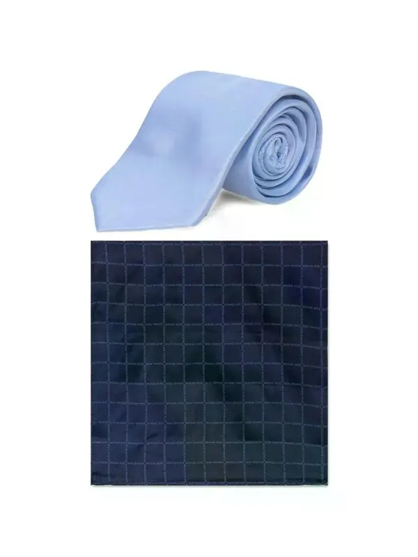 Michael Kors Monogram-pattern Silk-blend Tie And Pocket Square Set
