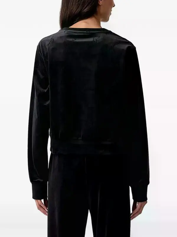Guess Loren Logo-print Velvet Sweatshirt - Black