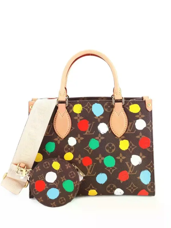LOUIS VUITTON Onthego Yayoi Kusama Painted Dots Monogram Canvas Pm Tote Bag