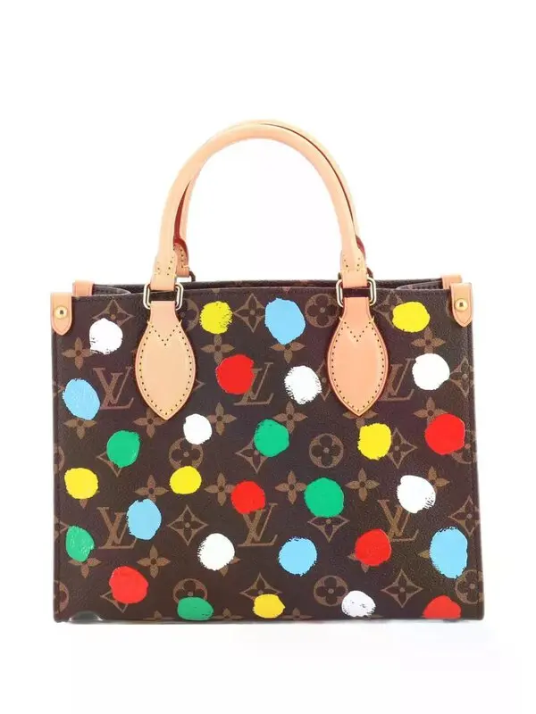 LOUIS VUITTON Onthego Yayoi Kusama Painted Dots Monogram Canvas Pm Tote Bag