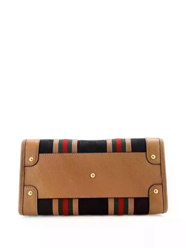 Gucci Bauletto Top Handle Bag Gg Canvas And Leather Small Satchel