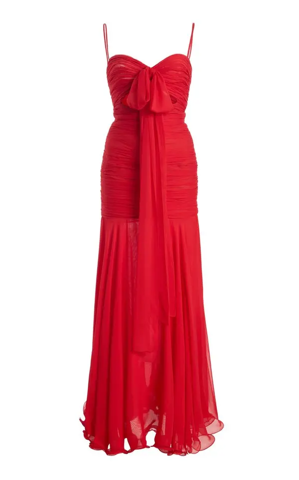 Carolina Herrera Bow-detailed Silk Chiffon Dress