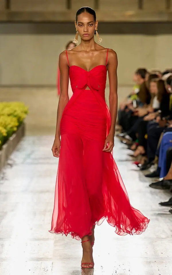 Carolina Herrera Bow-detailed Silk Chiffon Dress
