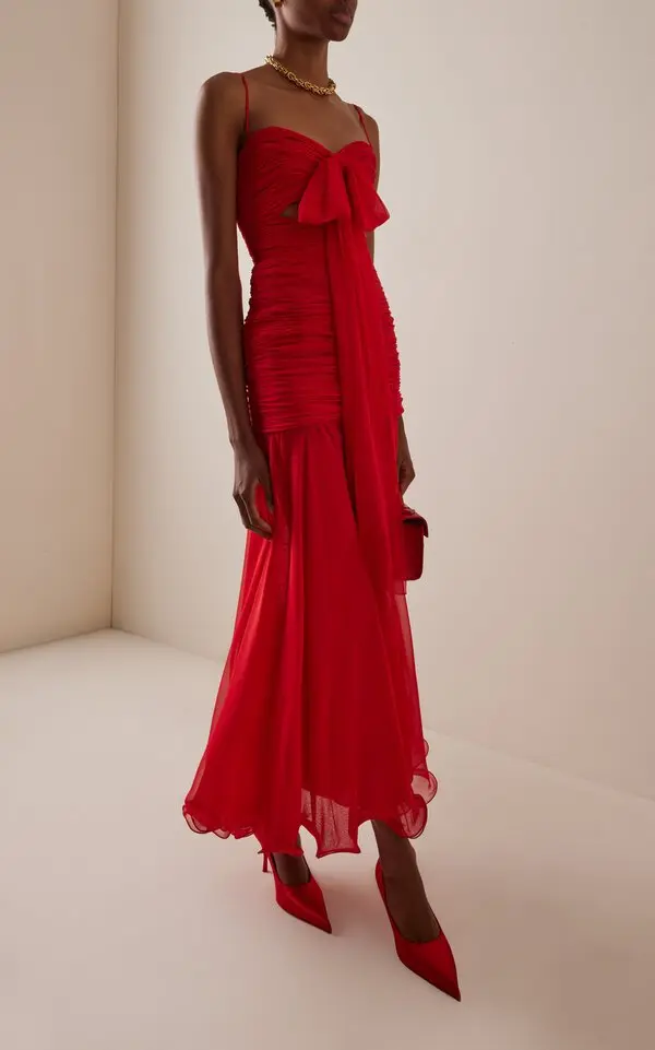 Carolina Herrera Bow-detailed Silk Chiffon Dress