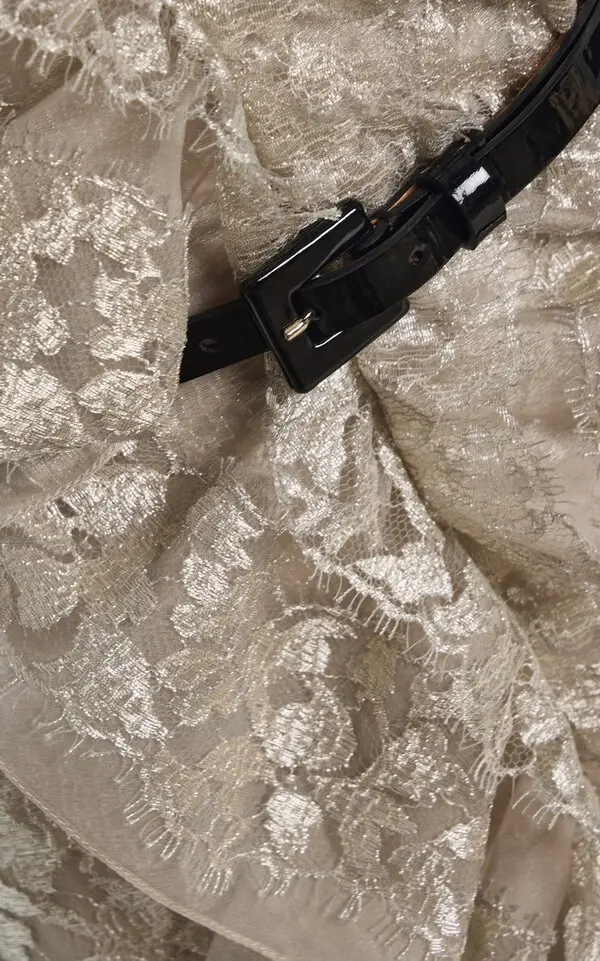 Carolina Herrera Strapless Lurex Floral Lace Gown