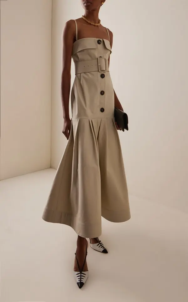 Carolina Herrera Belted Cotton Sateen Dress