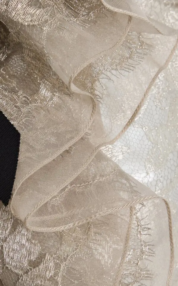 Carolina Herrera Ruffled Lurex Floral Lace Coat