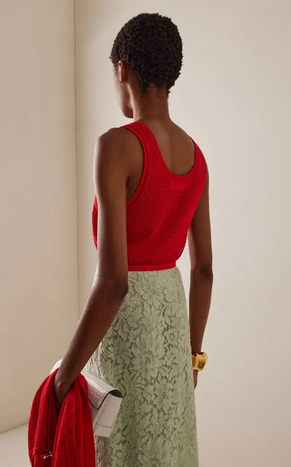 Carolina Herrera Sleeveless Pointelle Stitch Knit Tank Top
