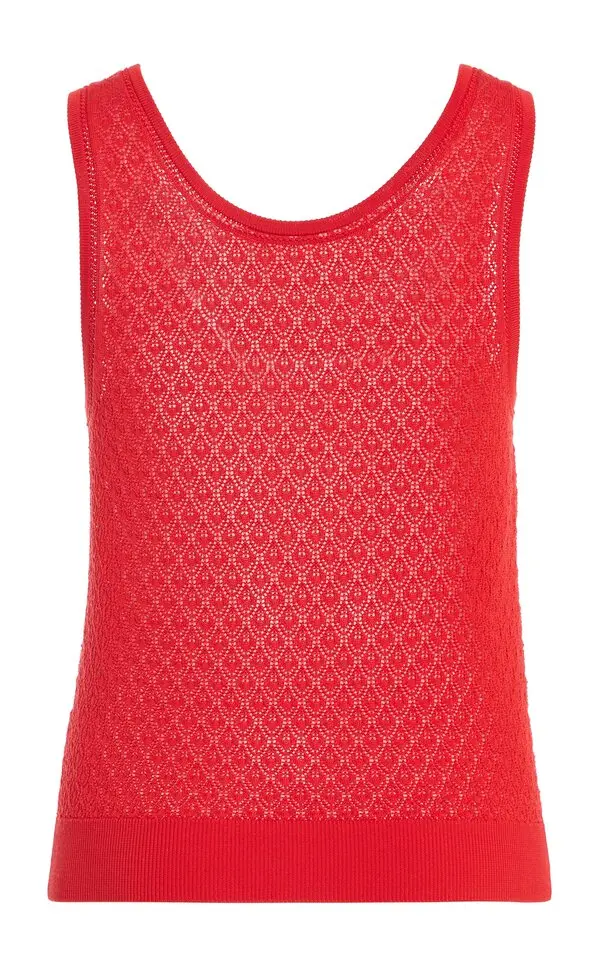 Carolina Herrera Sleeveless Pointelle Stitch Knit Tank Top