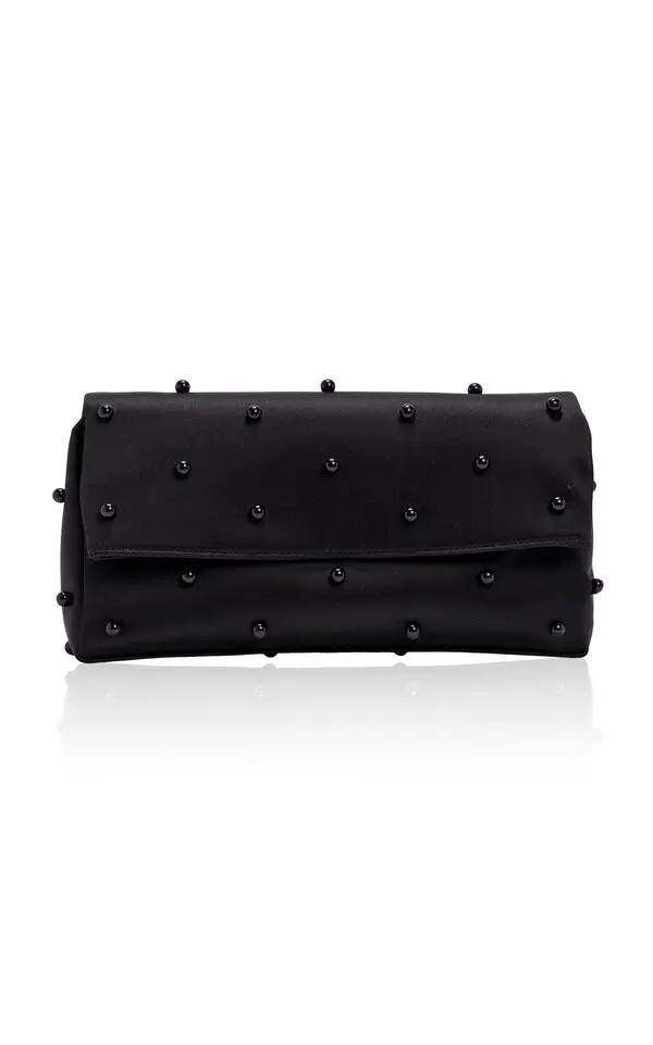 Carolina Herrera Annie Polka Dot Embroidered Satin Clutch
