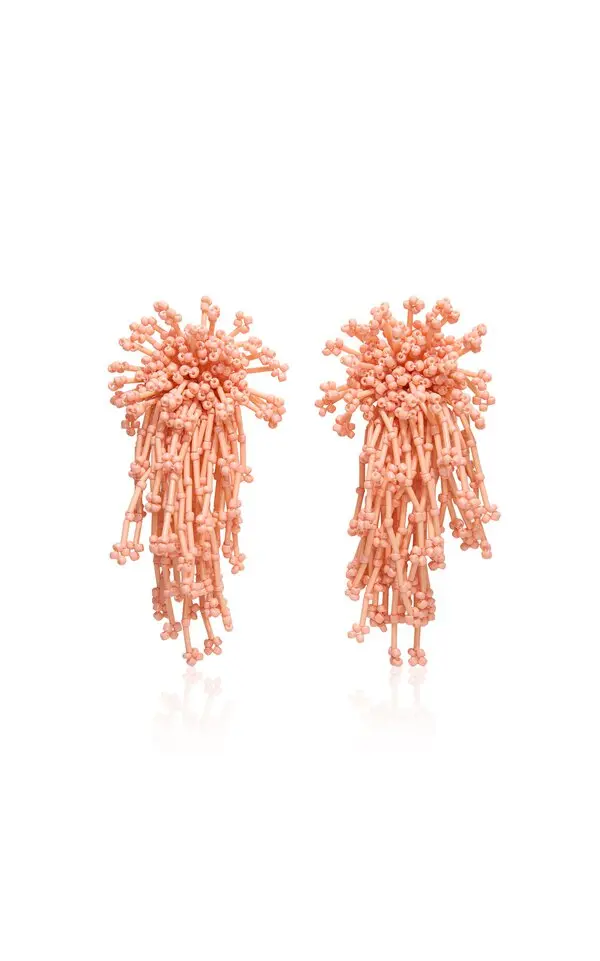 Carolina Herrera Pom Pom Waterfall Tassel Earrings - White