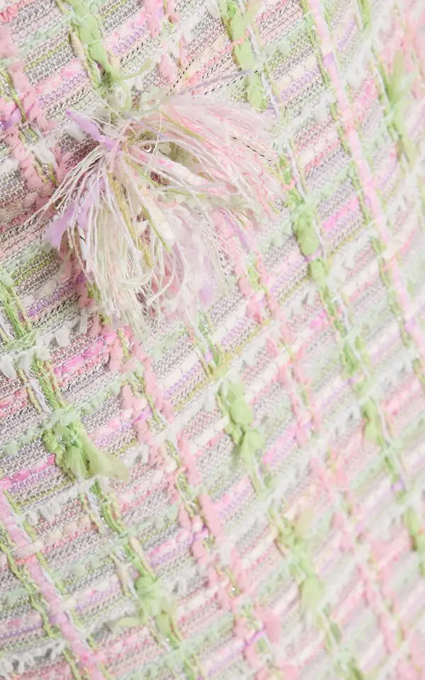 Carolina Herrera Embellished Grid Tweed Midi Skirt