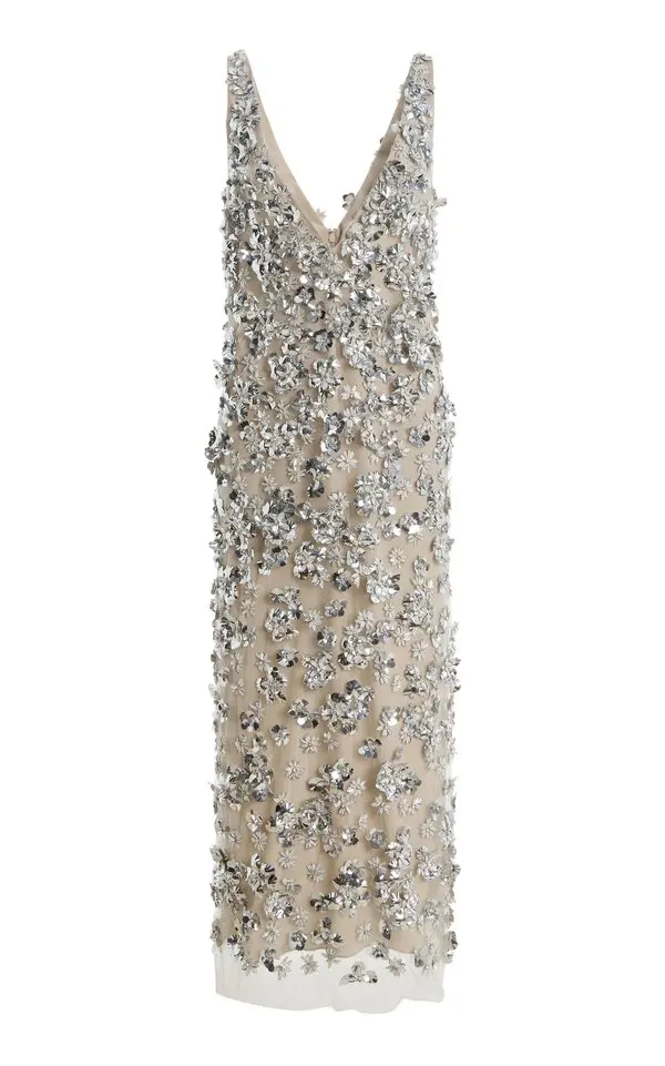 Carolina Herrera Embellished Nylon Tulle Midi Dress