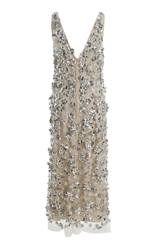 Carolina Herrera Embellished Nylon Tulle Midi Dress