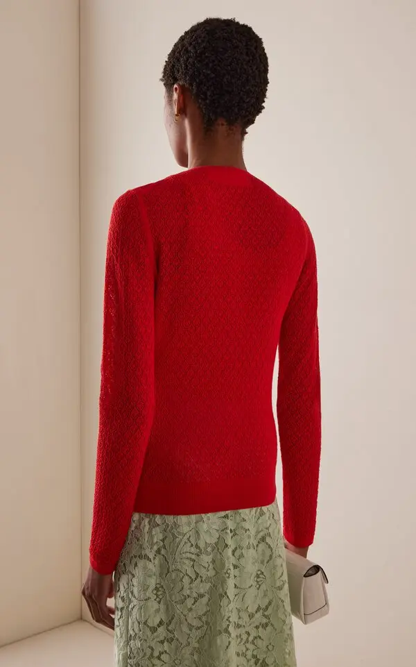 Carolina Herrera Long-sleeve Pointelle Stitch Knit Cardigan