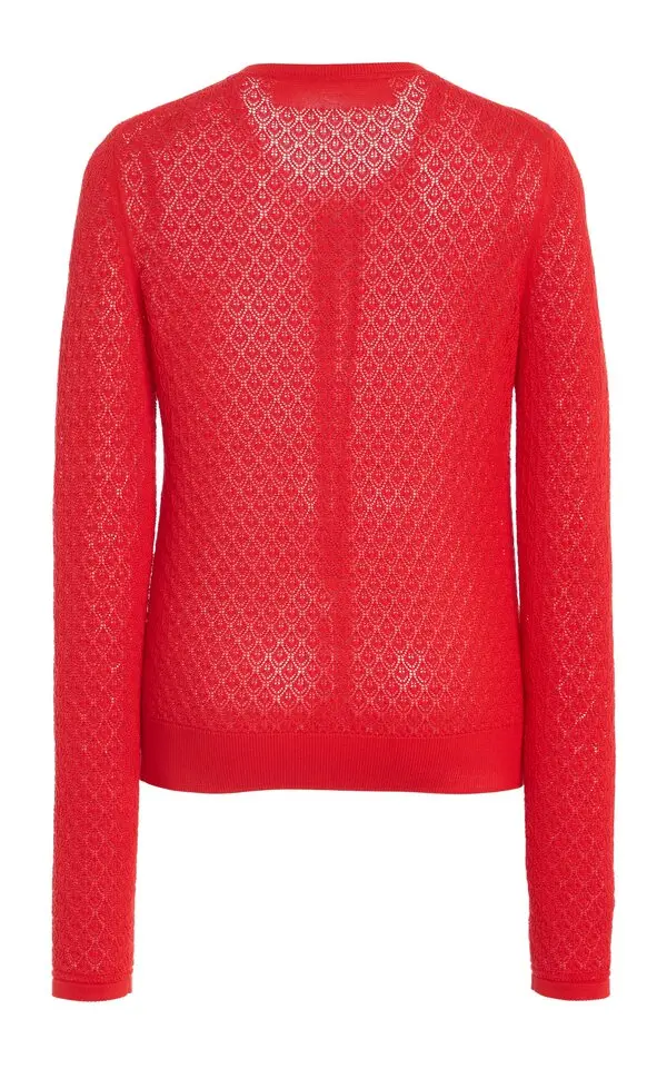 Carolina Herrera Long-sleeve Pointelle Stitch Knit Cardigan