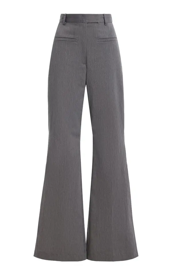 Matthew Bruch Side Slit Stretch-cotton Bell Bottom Trouser