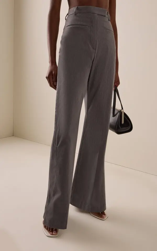 Matthew Bruch Side Slit Stretch-cotton Bell Bottom Trouser
