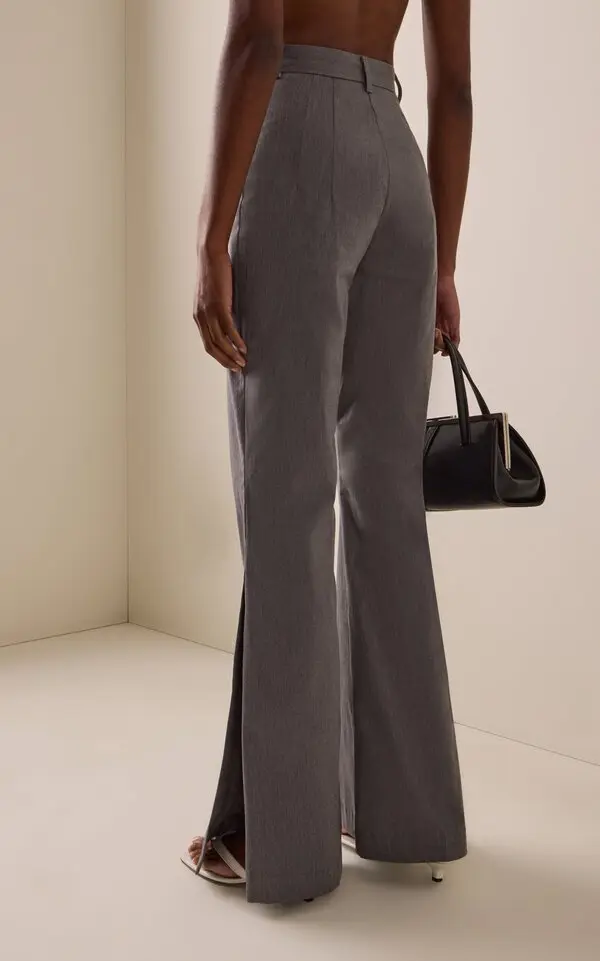 Matthew Bruch Side Slit Stretch-cotton Bell Bottom Trouser