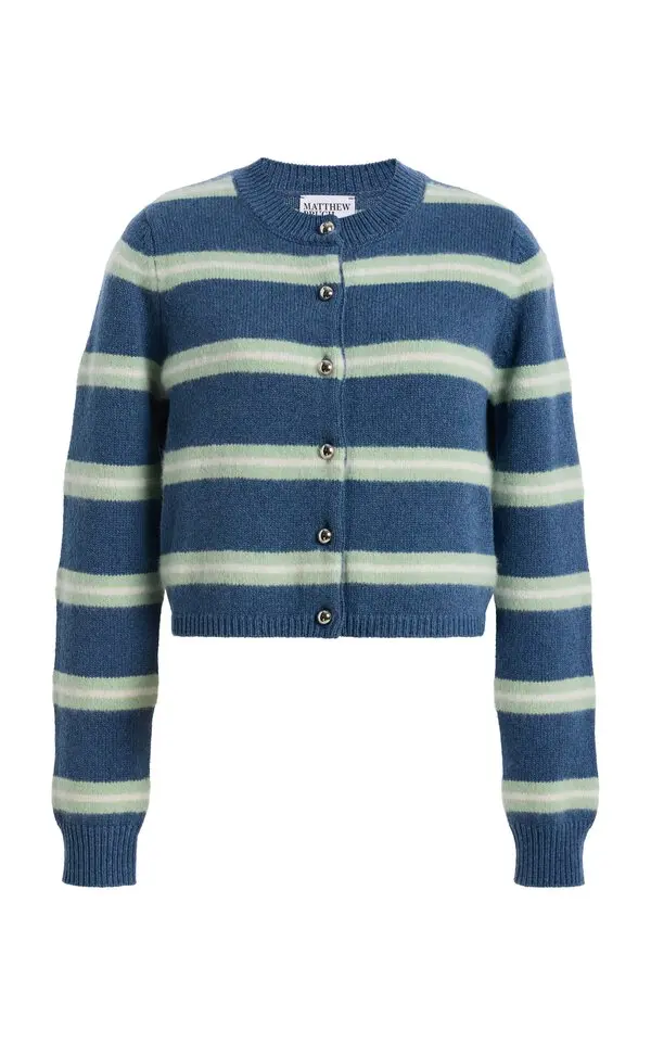 Matthew Bruch Striped Mohair Knit Cardigan