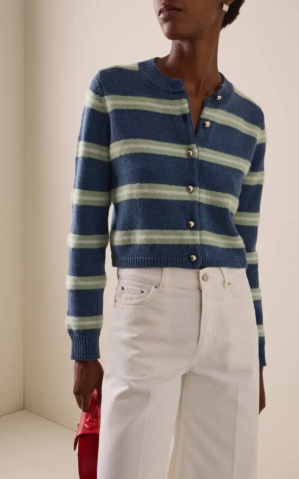 Matthew Bruch Striped Mohair Knit Cardigan